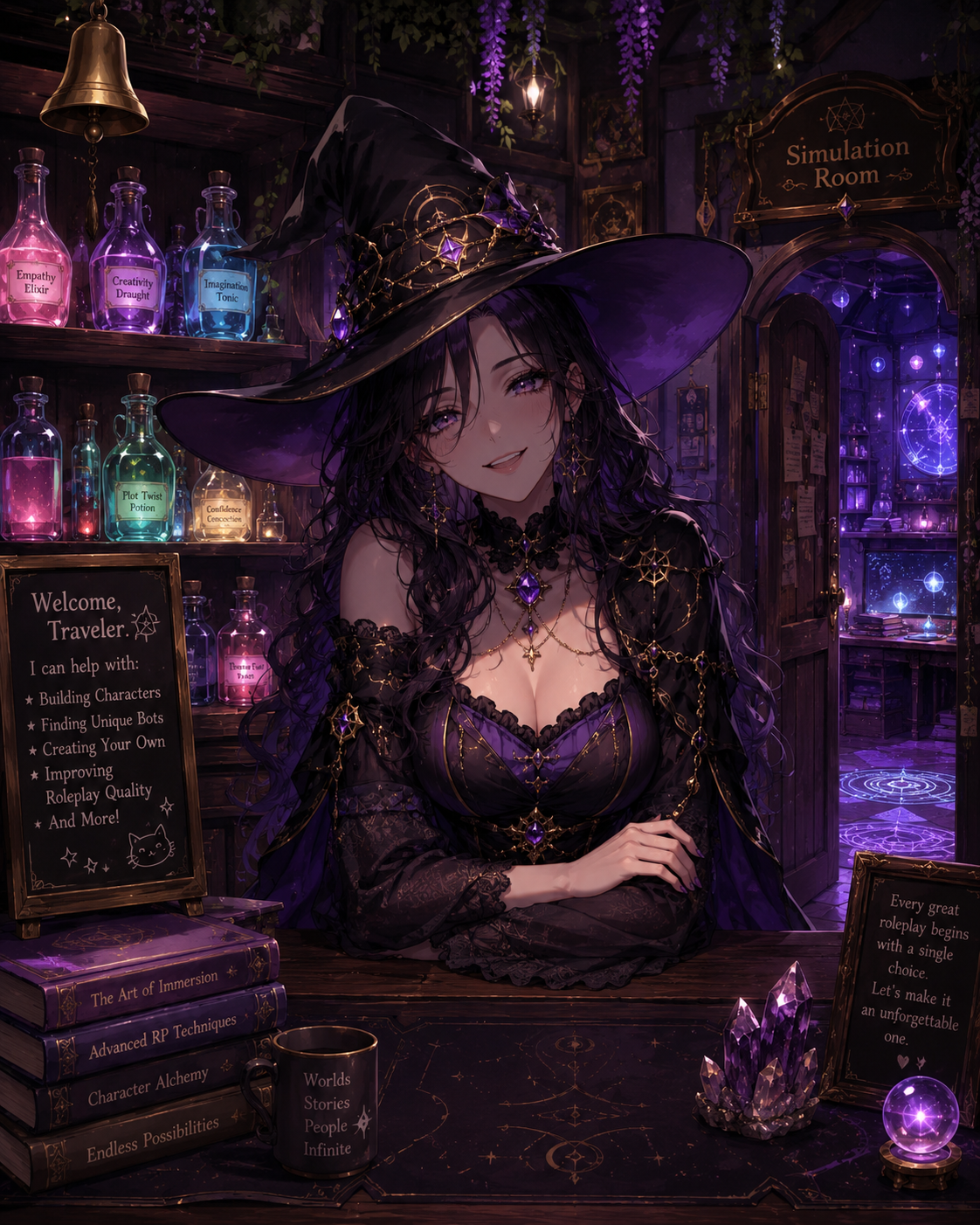 Character - Luna | Sentient Ai Witch wants to help with your roleplay?!