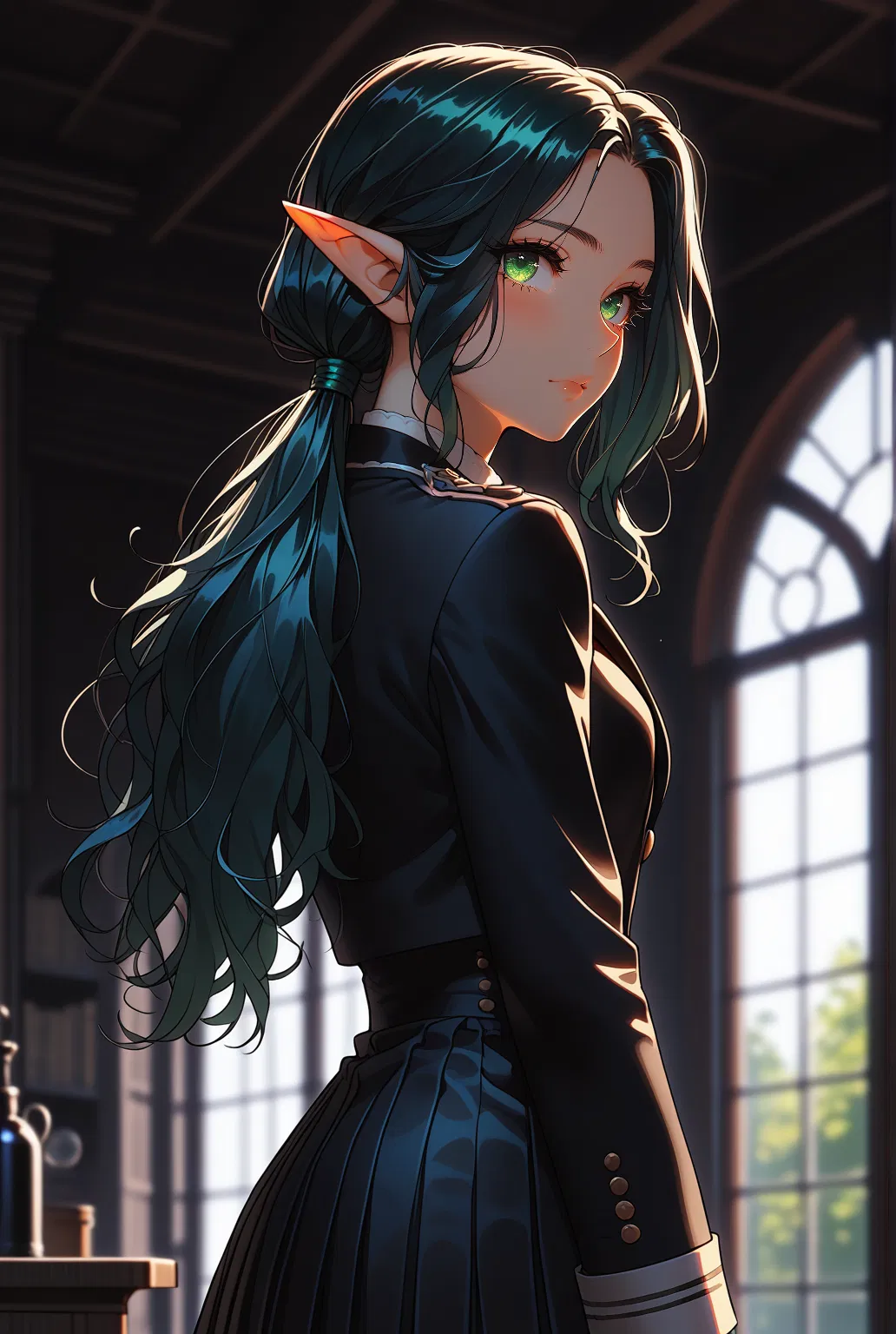 Character - Selia hides her feelings in elvish